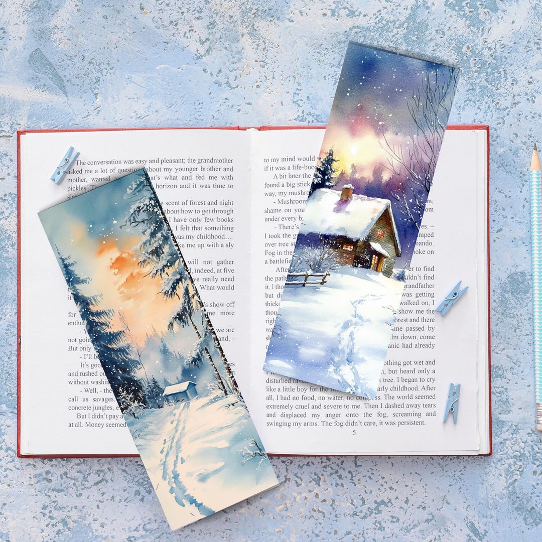 12 Snow Scenery Bookmarks Printable Bookmarks, Winter Landscape ...