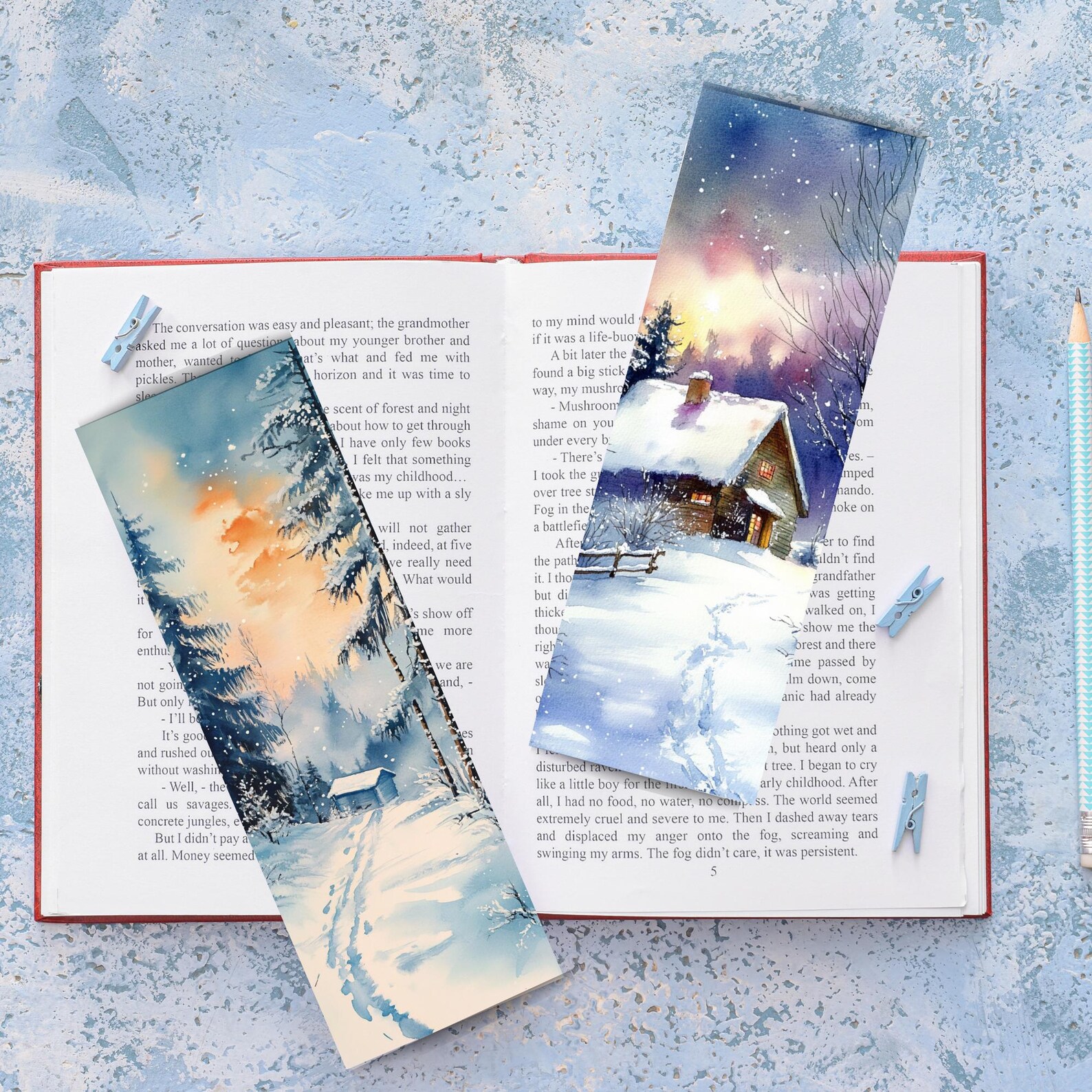 12 Snow Scenery Bookmarks Printable Bookmarks, Winter Landscape ...