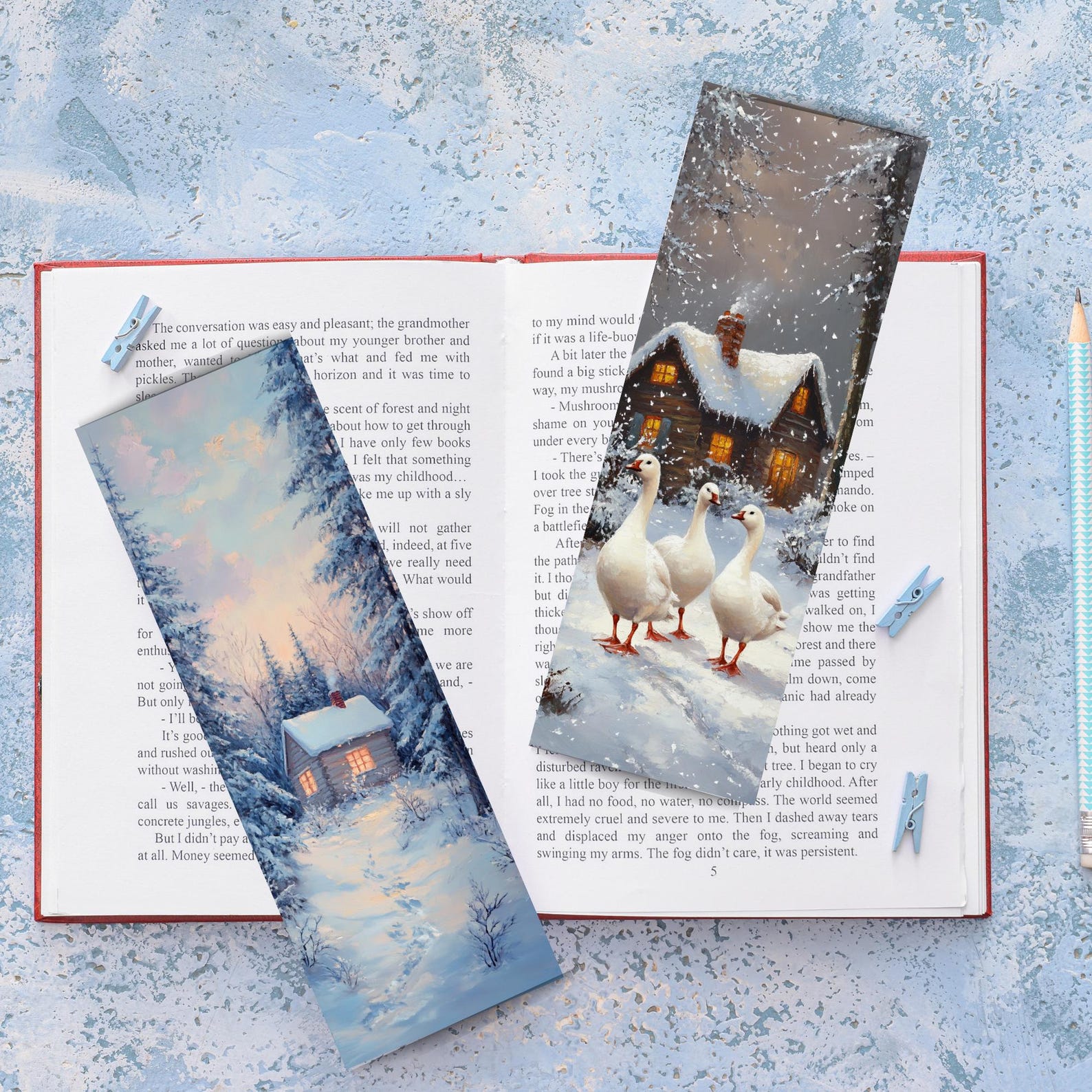 6 Snow Scenery Bookmarks Printable Bookmarks, Winter Landscape ...