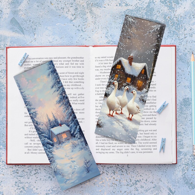 6 Snow Scenery Bookmarks Printable Bookmarks, Winter Landscape ...