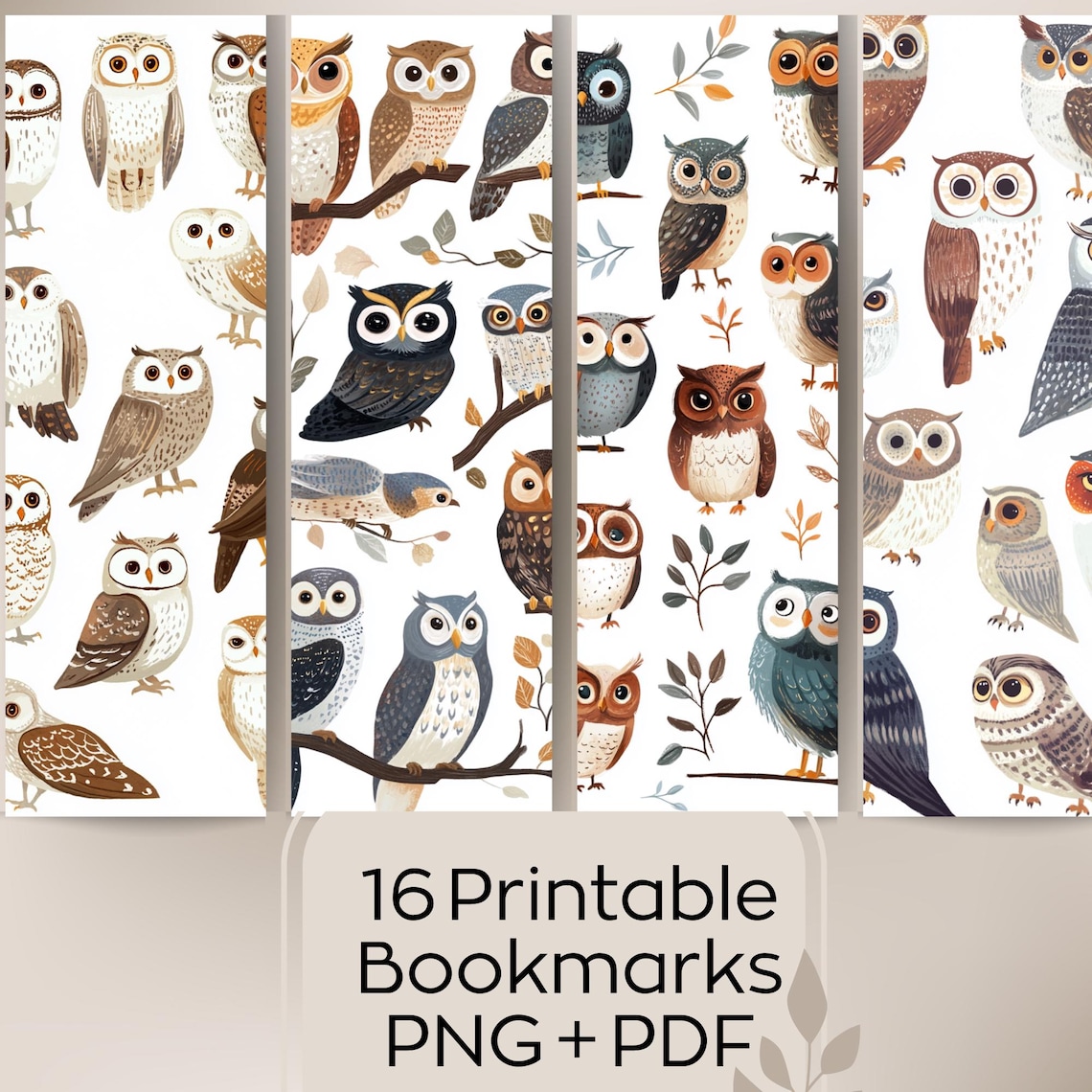 12 Cute Owl Printable Bookmarks, Funny Owl Printable Bookmarks Set ...