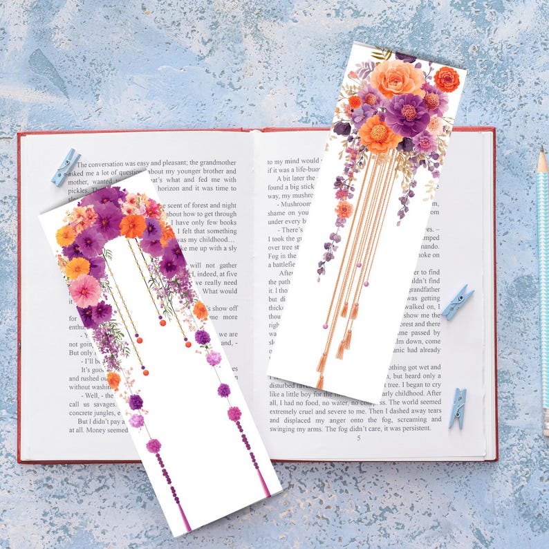 7 Elegant Floral Printable Bookmarks, Printable Bookmarks Set ...