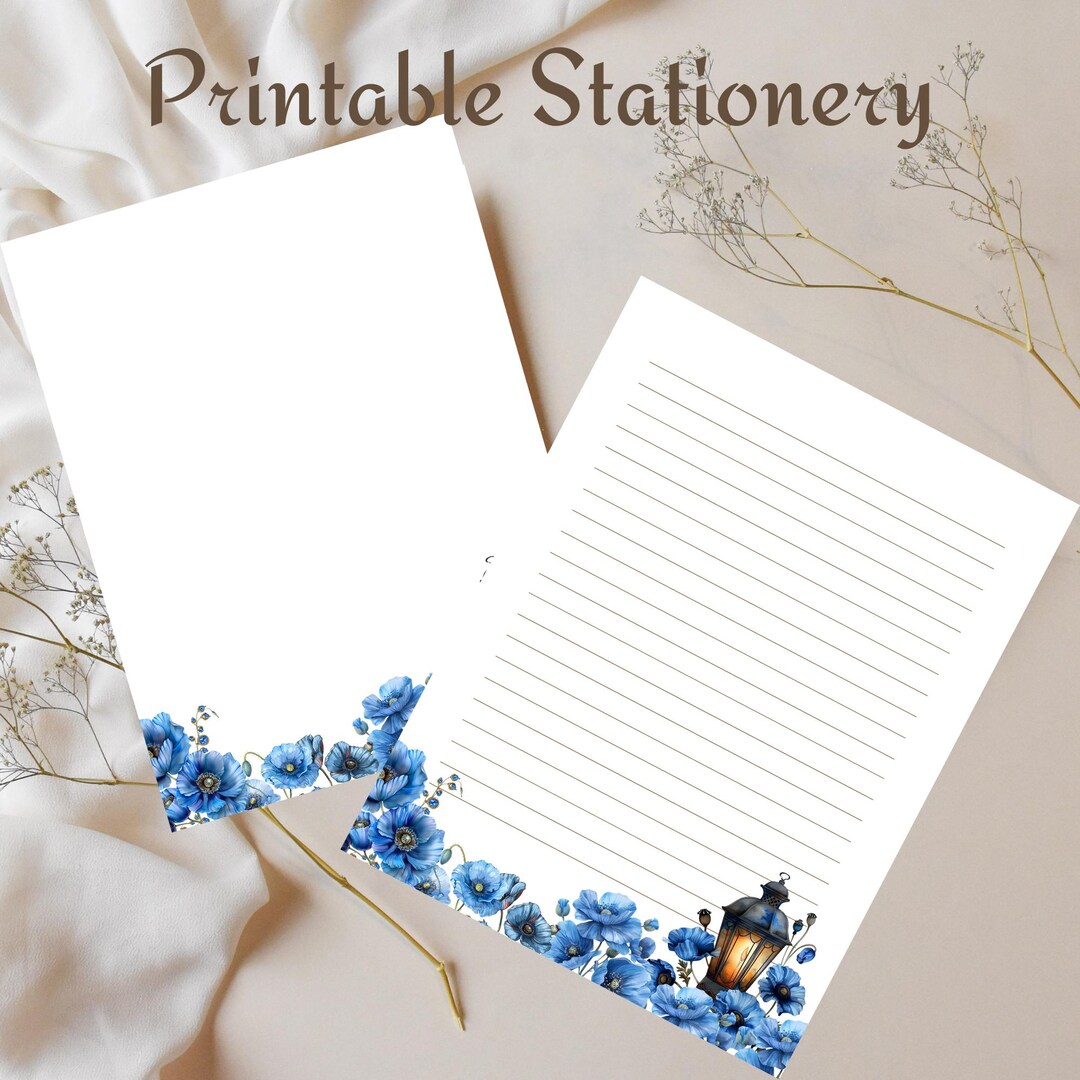 Printable Floral Stationery, Printable A4 Stationery Set, Writing Paper ...