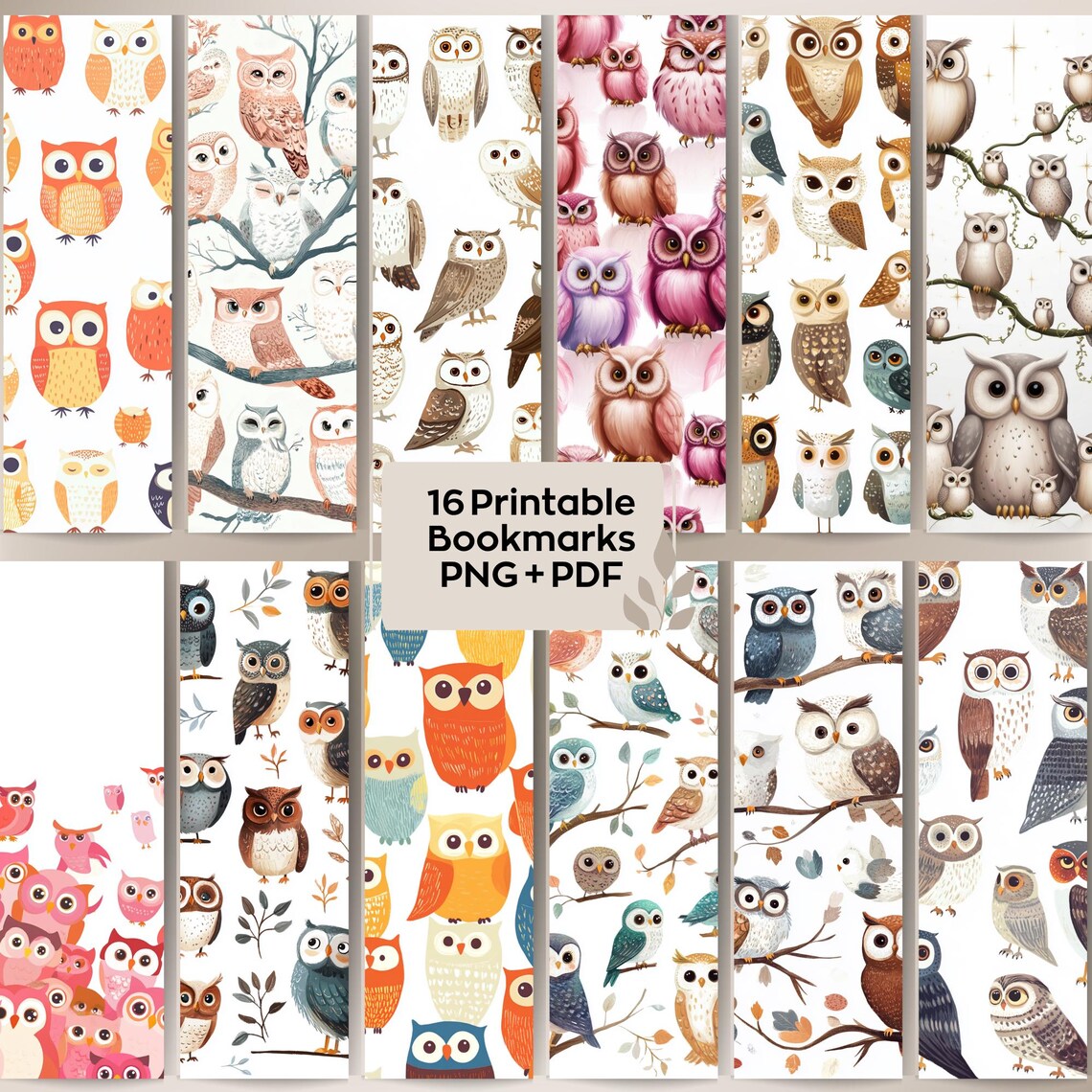 12 Cute Owl Printable Bookmarks, Funny Owl Printable Bookmarks Set ...