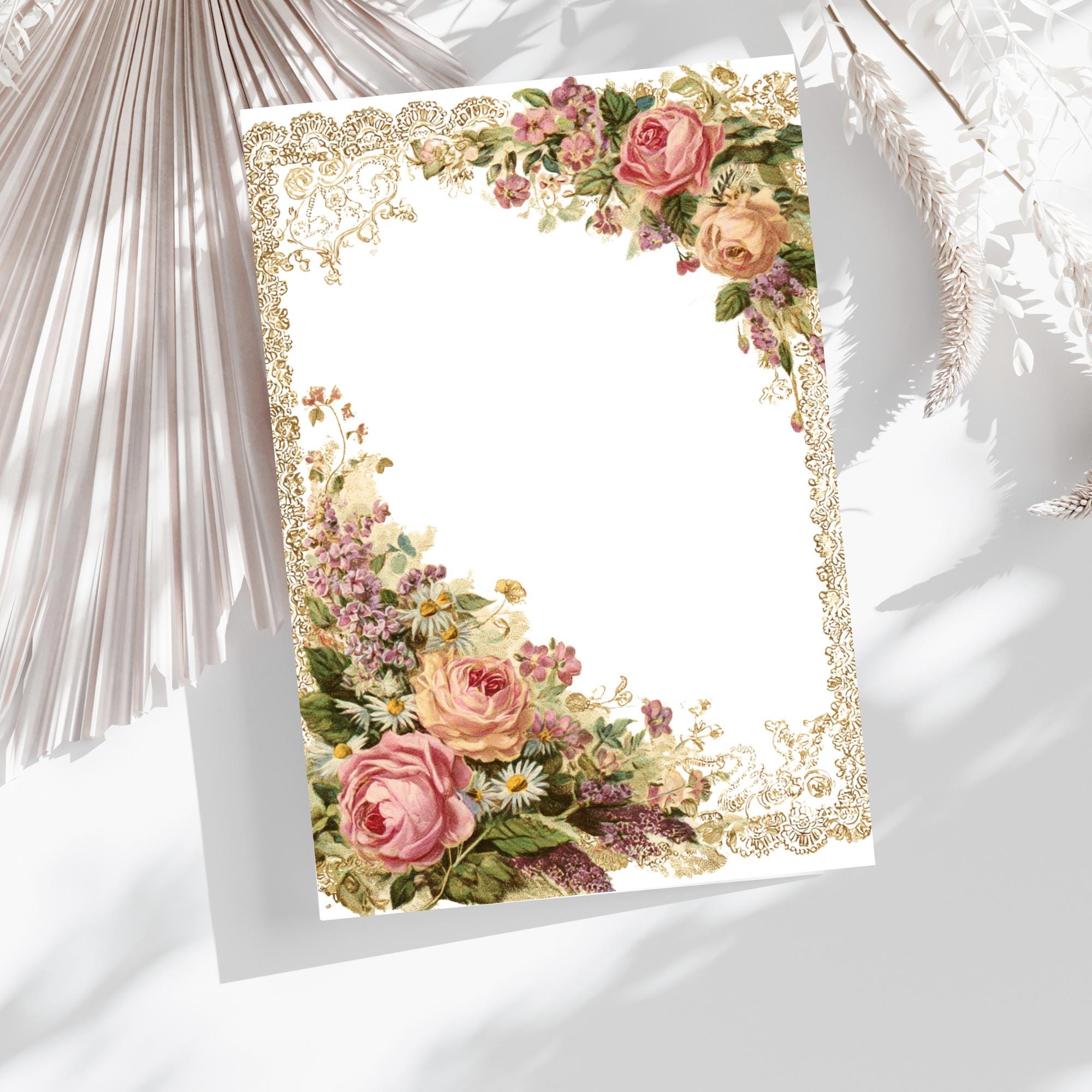 Vintage Rose Letter Paper: Printable Floral Writing Paper (PDF Download ...