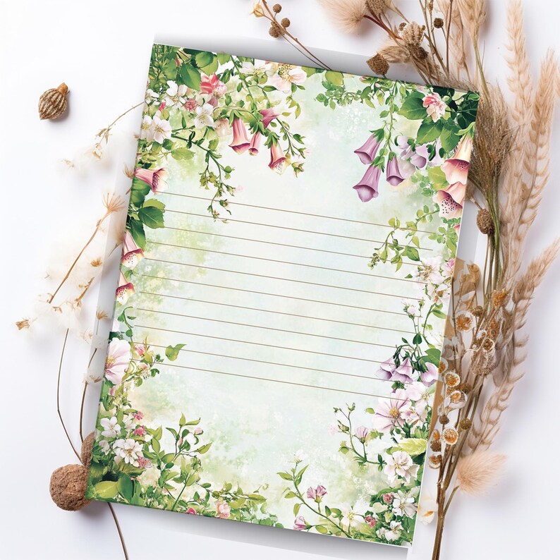 Enchanted Garden Blossom Letter Set, Printable Stationery Kit ...