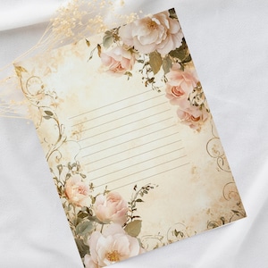 Vintage Floral A4 Stationery Set: Printable Letter Writing Kit With ...