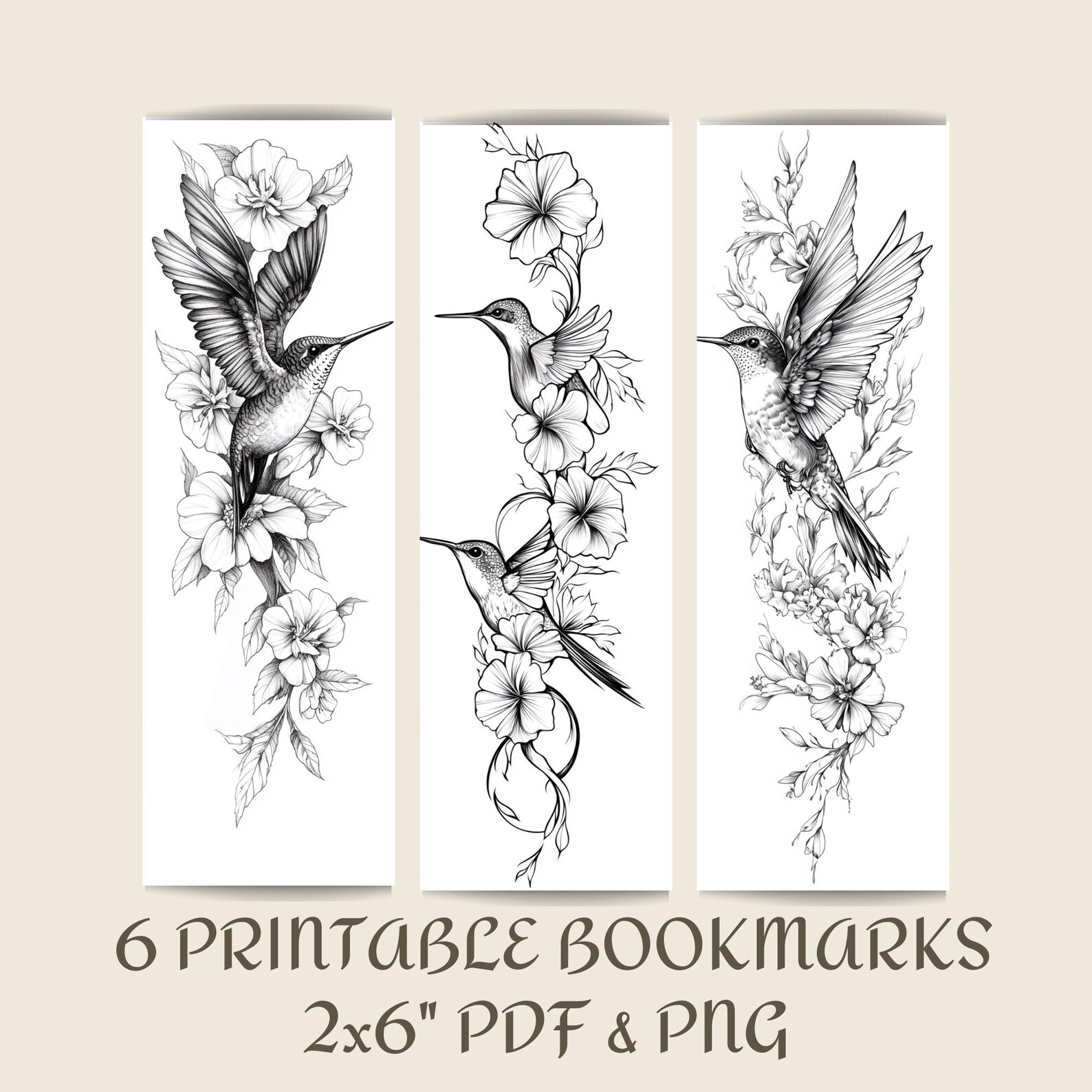 6 Colorable Birds Flowers Printable Bookmarks Birds Flowers Printable ...