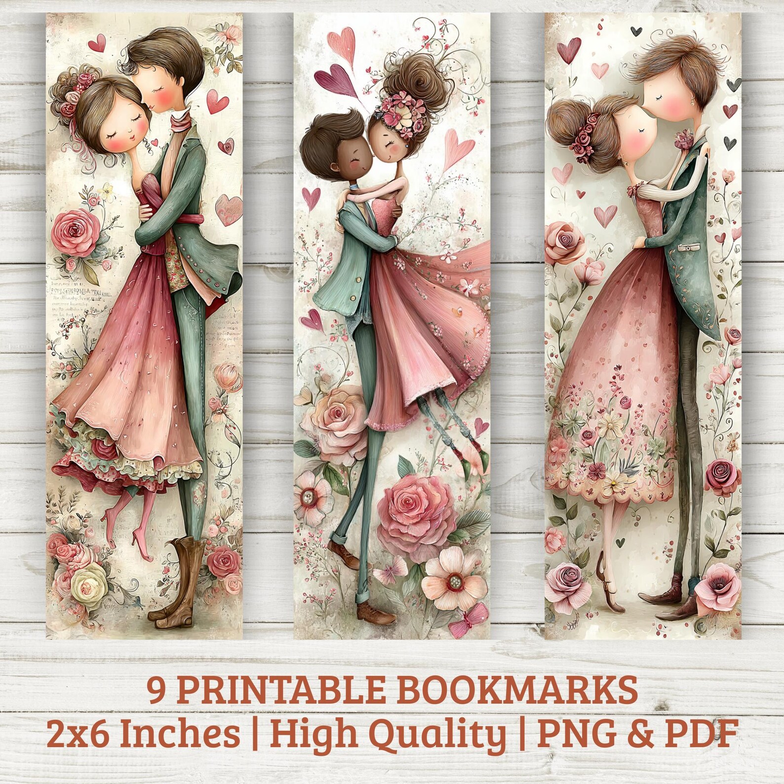 Valentine’s Day Printable Bookmarks – 9 Romantic Couple Designs | Love ...