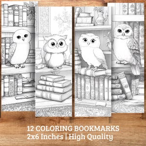 Owl Coloring Bookmarks | Bookshelf Theme, Printable (PDF) - Etsy