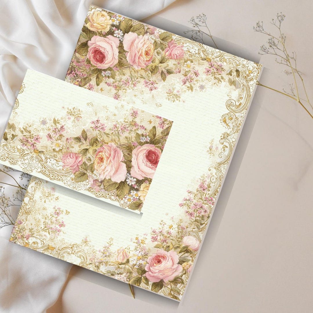 Vintage Rose Letter Writing Set: Floral Stationery With Lined/unlined ...