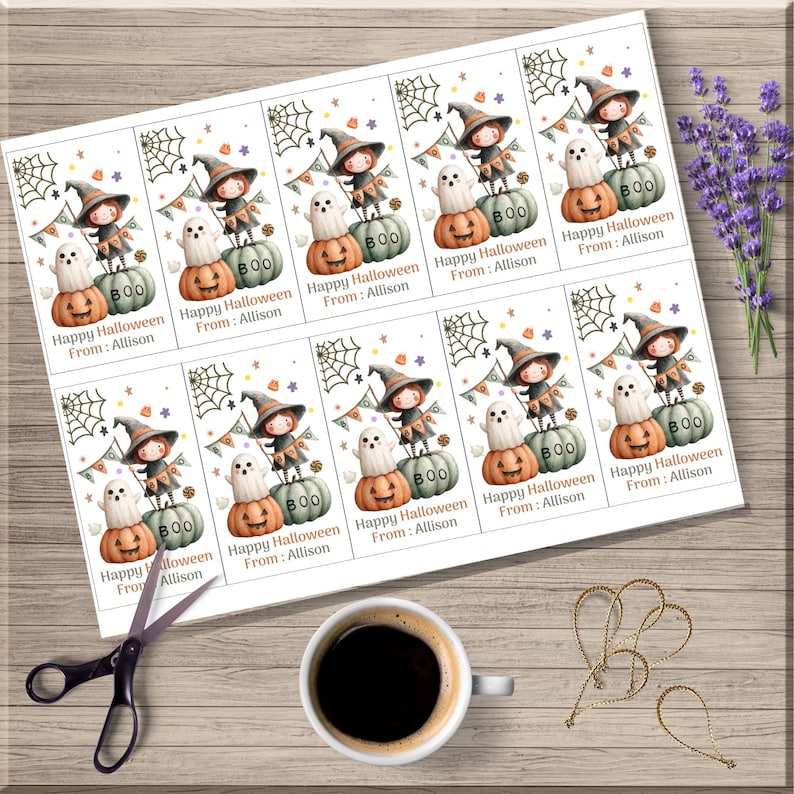 Editable Halloween Treat Tags: Ghost, Cat & Pumpkin Design (digital ...