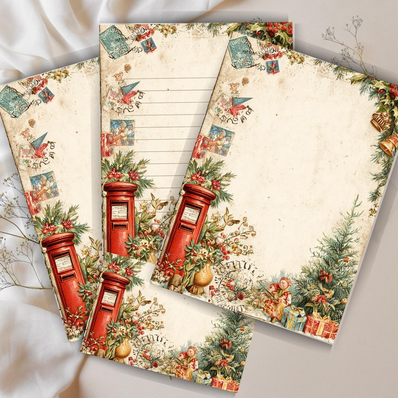 Vintage Christmas Stationery Set: Nostalgic Holiday Letter Writing (PDF ...