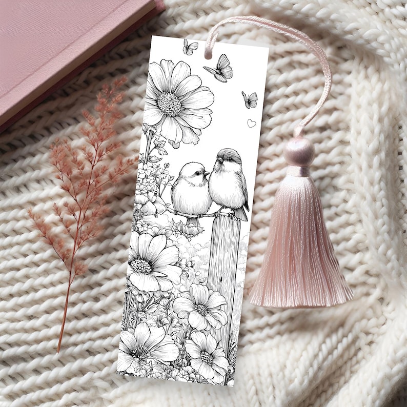 Floral Bird Coloring Bookmarks | Nature PDF (instant Download) - Etsy