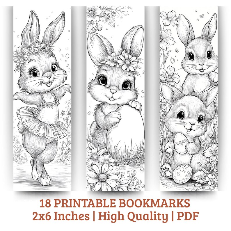 Printable Easter Coloring Bookmarks – Bunny Chick Line Art (PDF ...