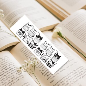 12 Coloring Cat Printable Bookmarks, Colorable Bookmarks Set, Cute Cat ...