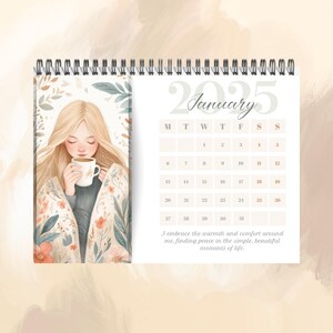 2025 Printable Watercolor Calendar 12-month Affirmation Art A4 Digital ...