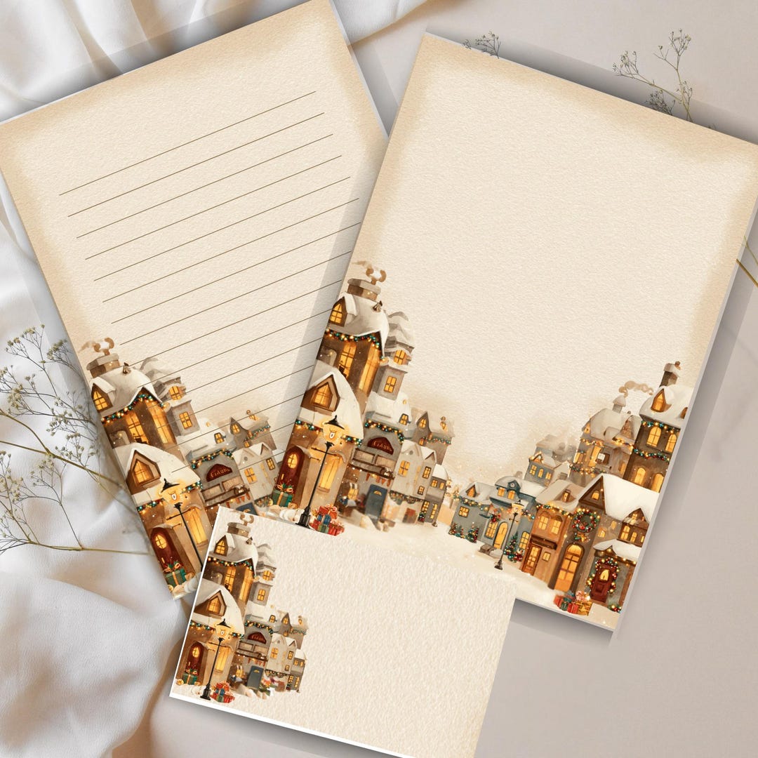 Cozy Christmas Village Letter Writing Set – Whimsical Winter Stationery ...
