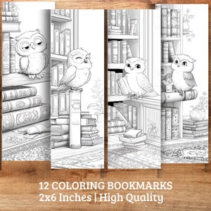 Owl Coloring Bookmarks | Bookshelf Theme, Printable (PDF) - Etsy