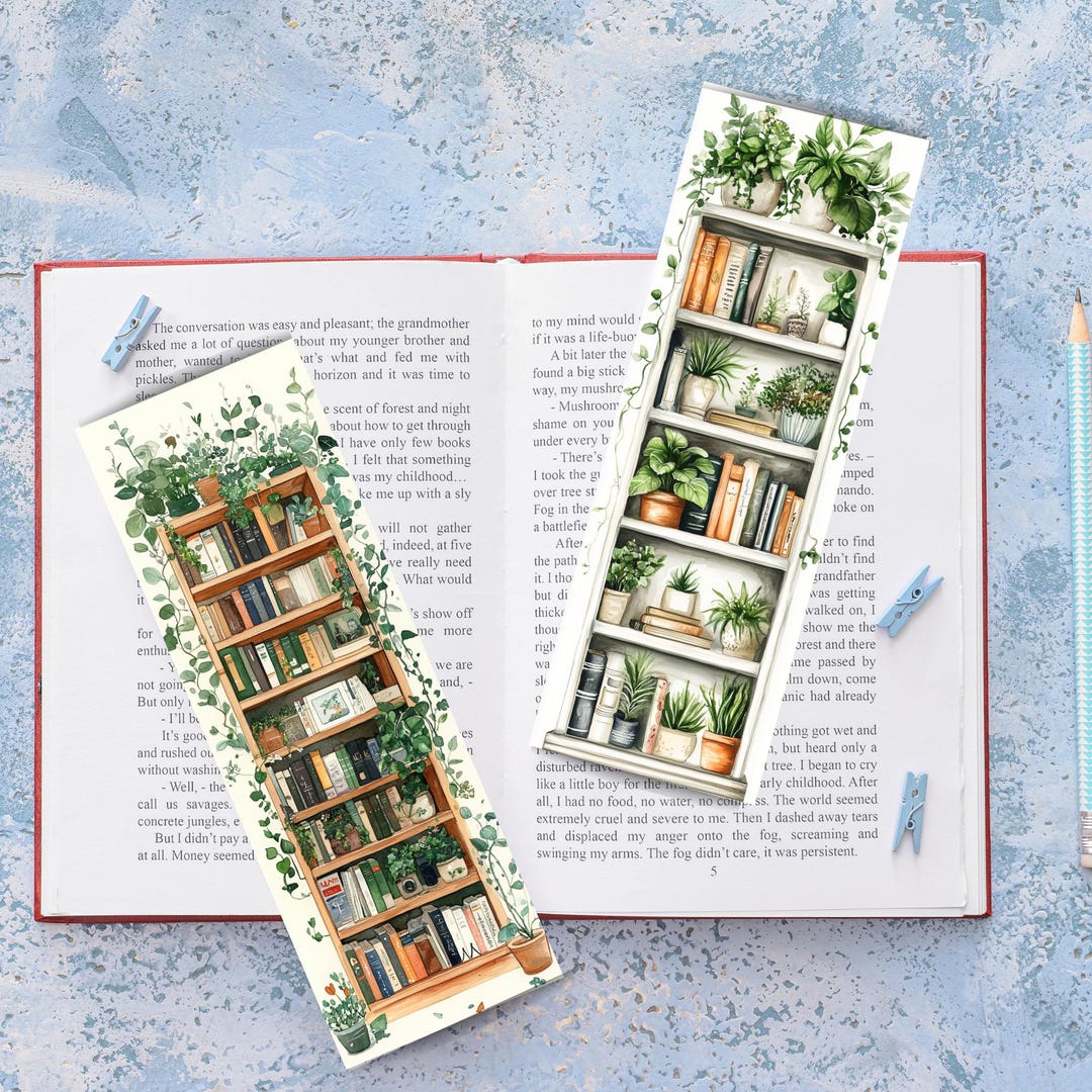Buy 7 Bookcase Printable Bookmarks, Printable Bookmarks Packs, Bookmark ...