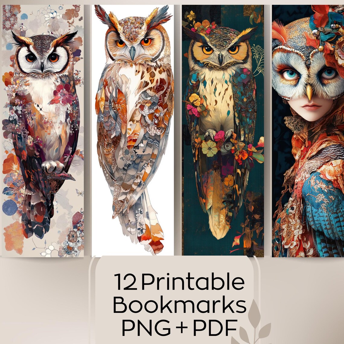 12 Weird Owl Printable Bookmarks, Funny Owl Printable Bookmarks Set ...