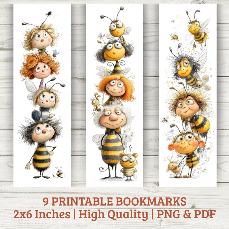 Whimsical Bee Family Printable Bookmarks – 9 Adorable Designs | Instant ...
