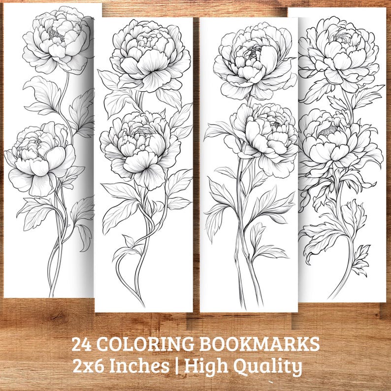 Printable Flower Coloring Bookmarks: Elegant Floral Designs (PDF ...