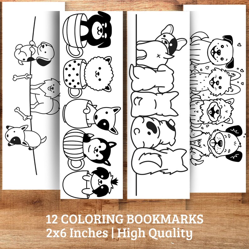 12 Printable Dog Coloring Bookmarks: Cute DIY Set for Book Lovers ...