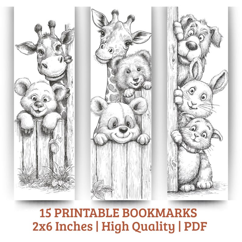 Animal Coloring Bookmarks: 15 Pack Printable PDF (2x6 Inches) – Kids ...