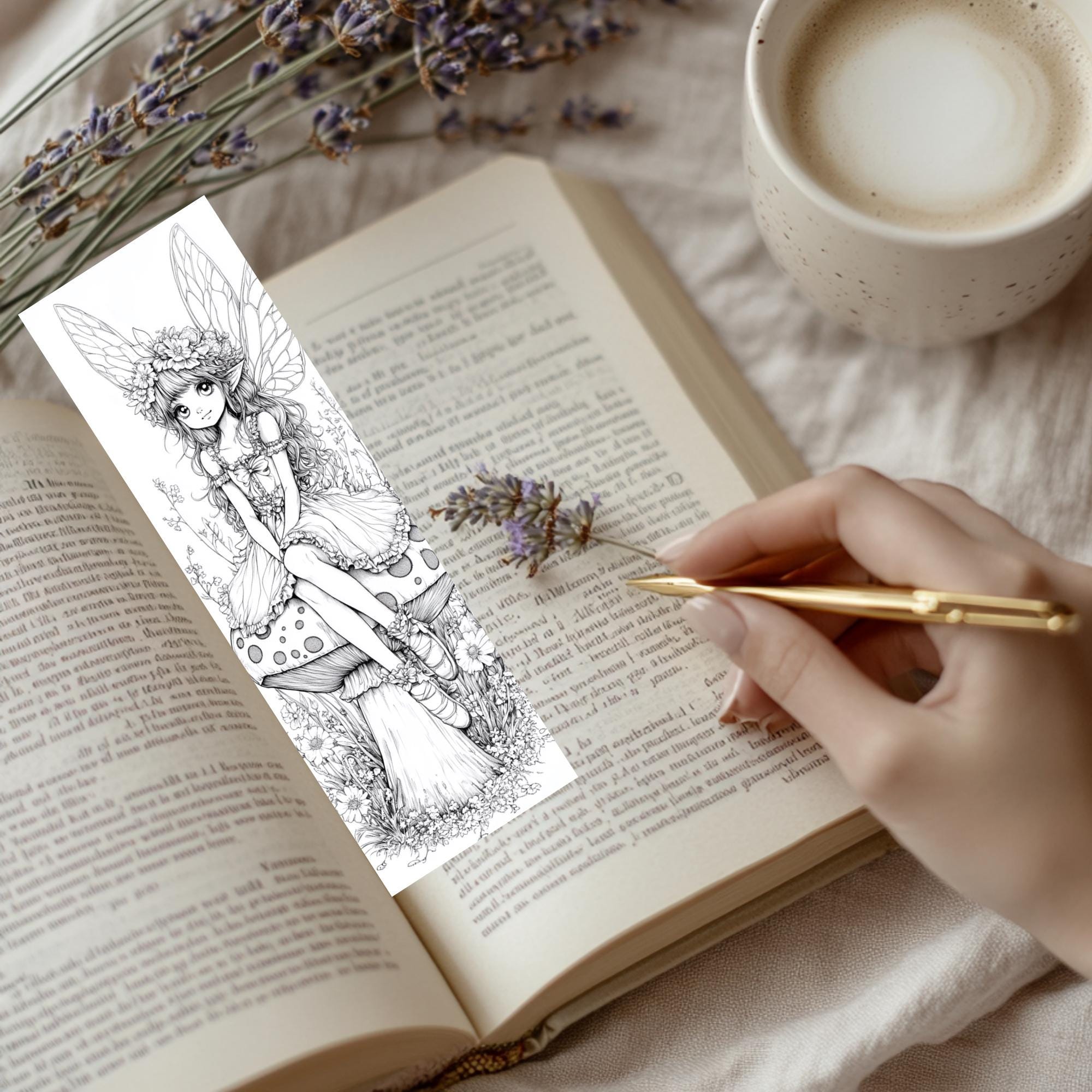 Coloring Bookmarks - Printable Fairy & Mushroom Bookmark Set: Whimsical ...