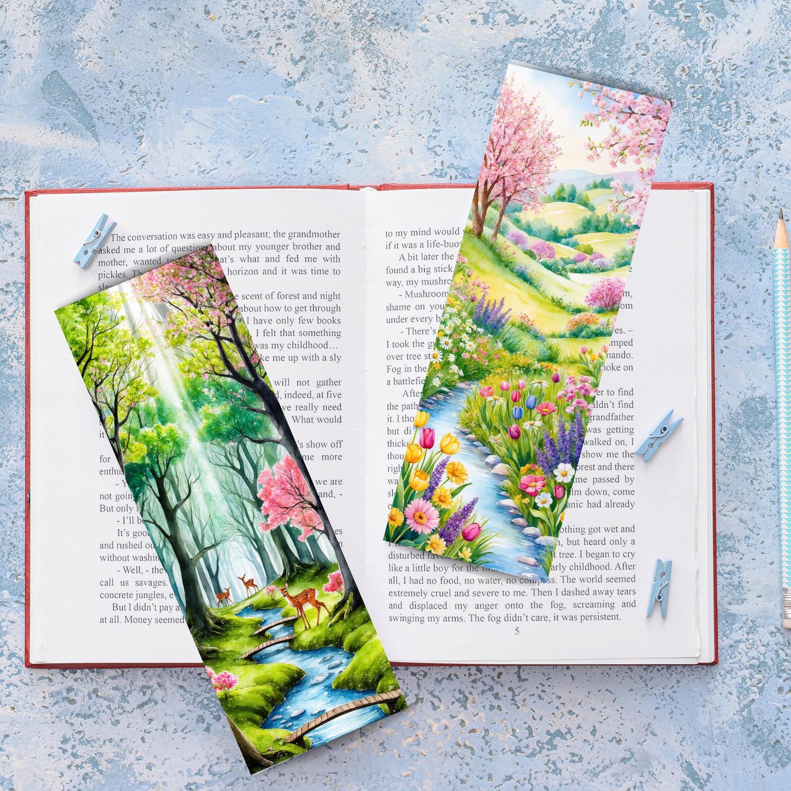 6 Printable Spring Bookmarks, Floral Digital Bookmarks Set, Bookmarks ...