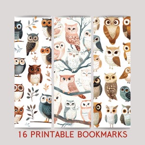 16 Cute Owl Printable Bookmarks, Funny Owl Printable Bookmarks Set ...