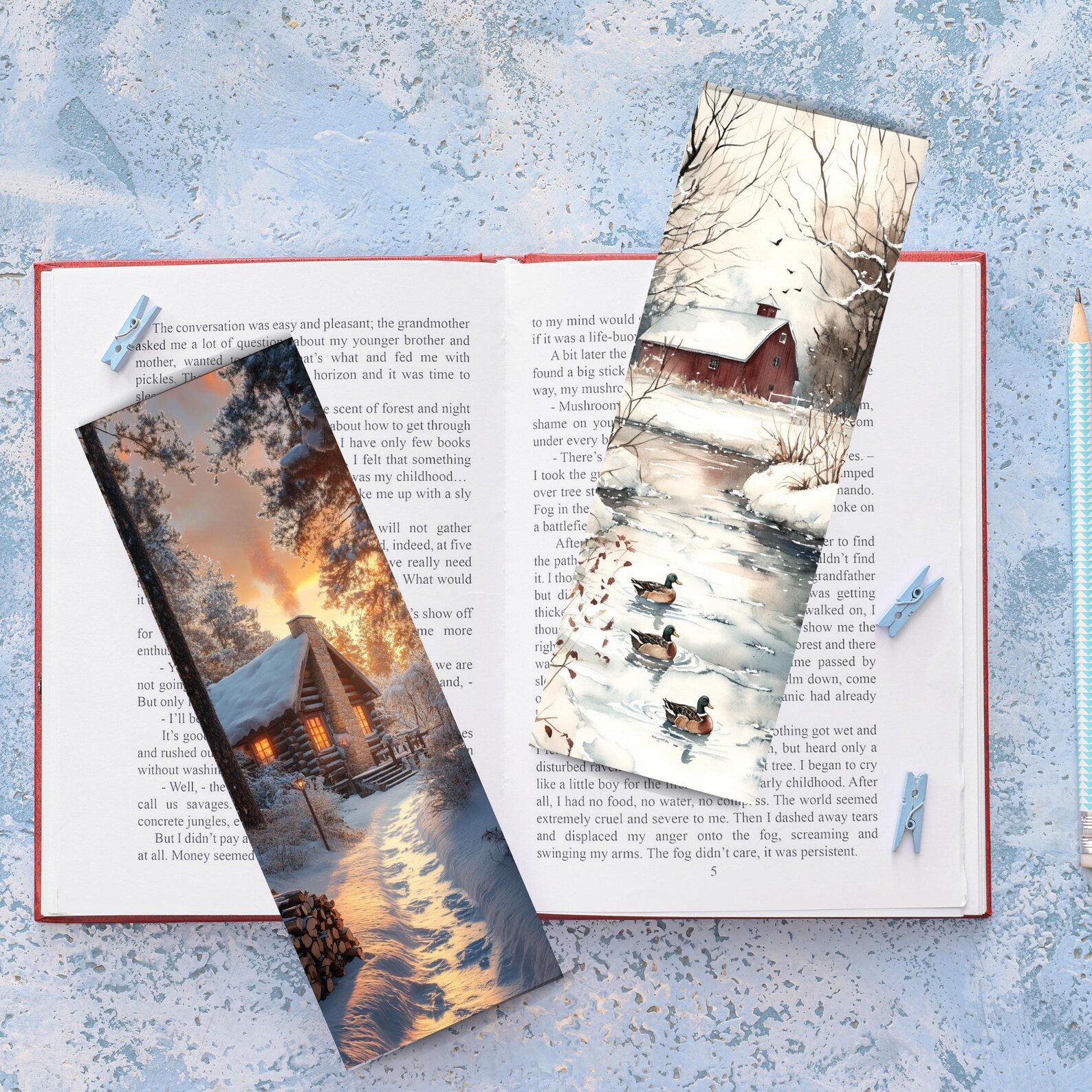 6 Snow Scenery Bookmarks Printable Bookmarks, Winter Landscape ...