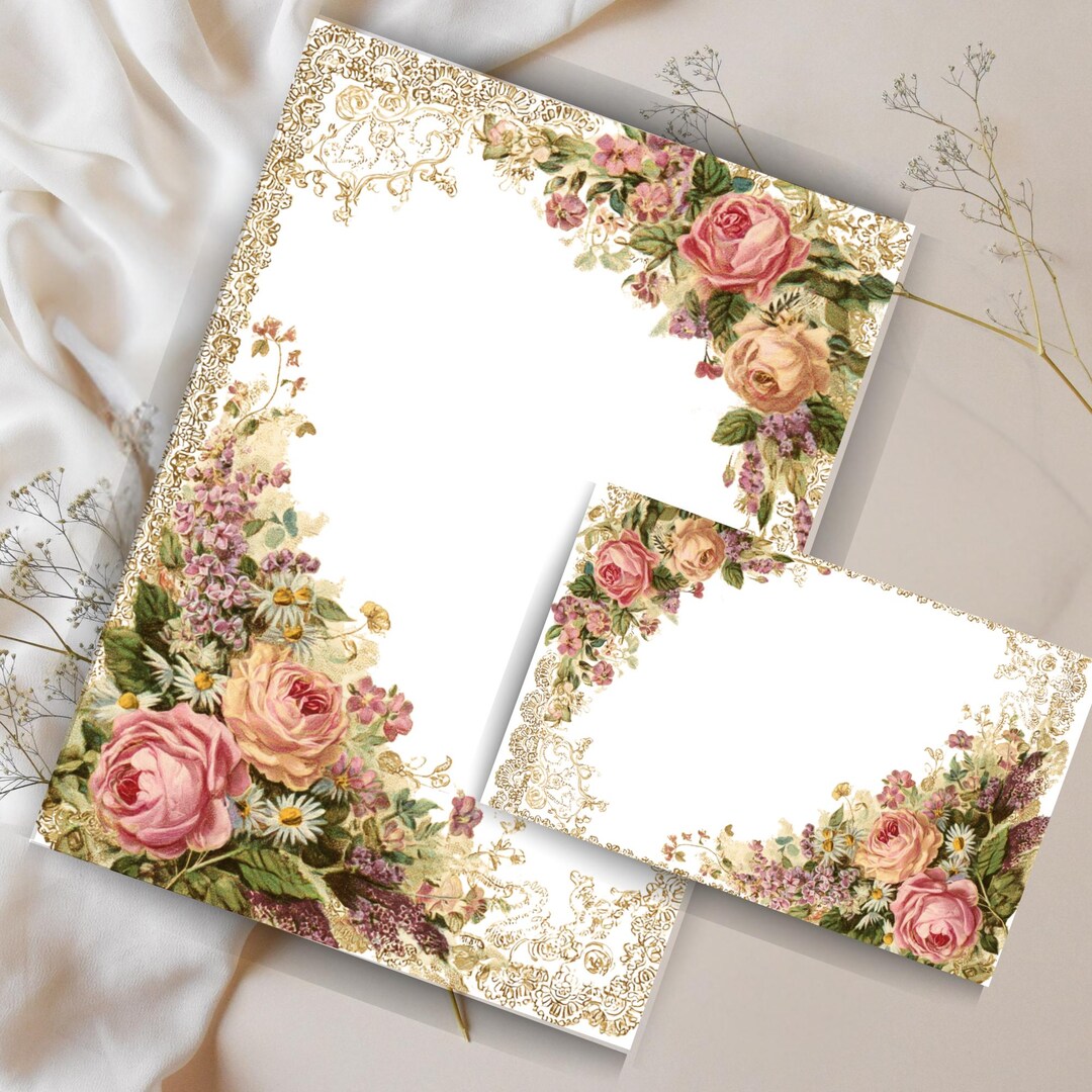 Vintage Rose Letter Paper: Printable Floral Writing Paper (PDF Download ...