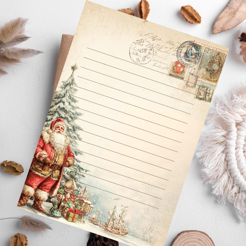 Printable Santa Letter Writing Set: A4 Lined Paper & Envelope (instant ...