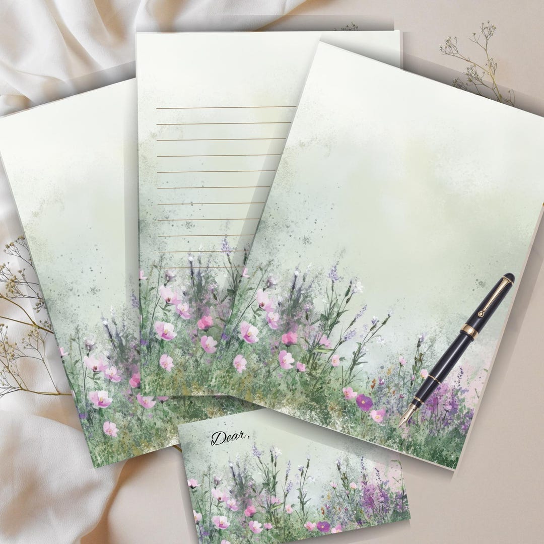 Floral Letter Writing Set: Printable Stationery With Envelope (PDF ...