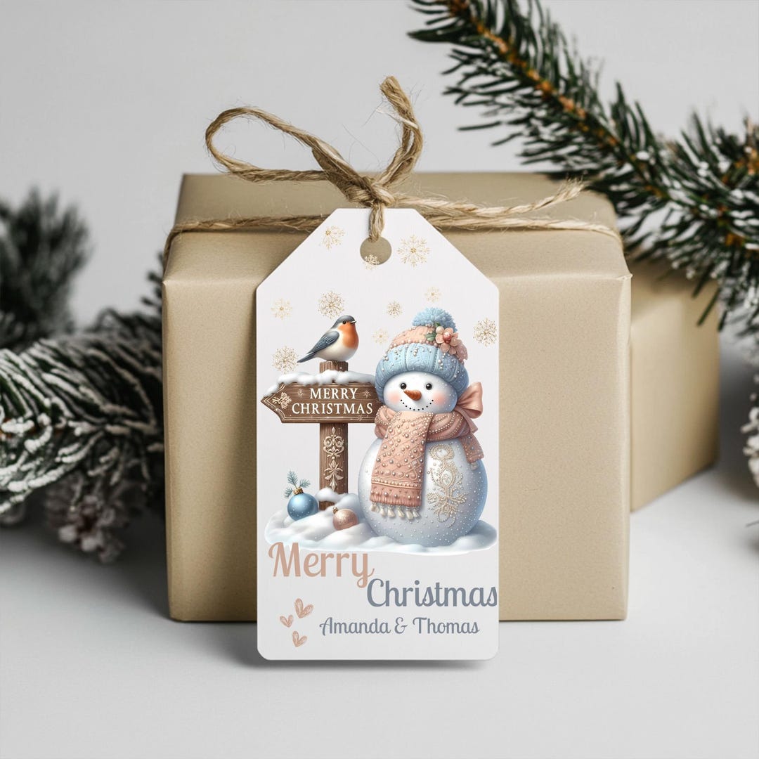 Editable Snowman Christmas Gift Tags: Printable Holiday Invitation ...