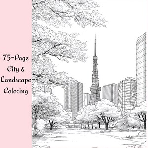 75 Printable City & Landscape Coloring Pages for Adults - Digital ...