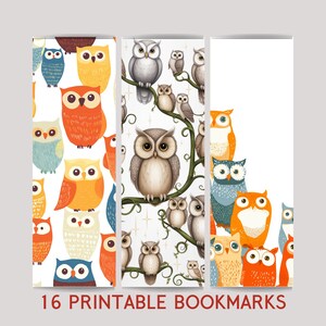 16 Cute Owl Printable Bookmarks, Funny Owl Printable Bookmarks Set ...