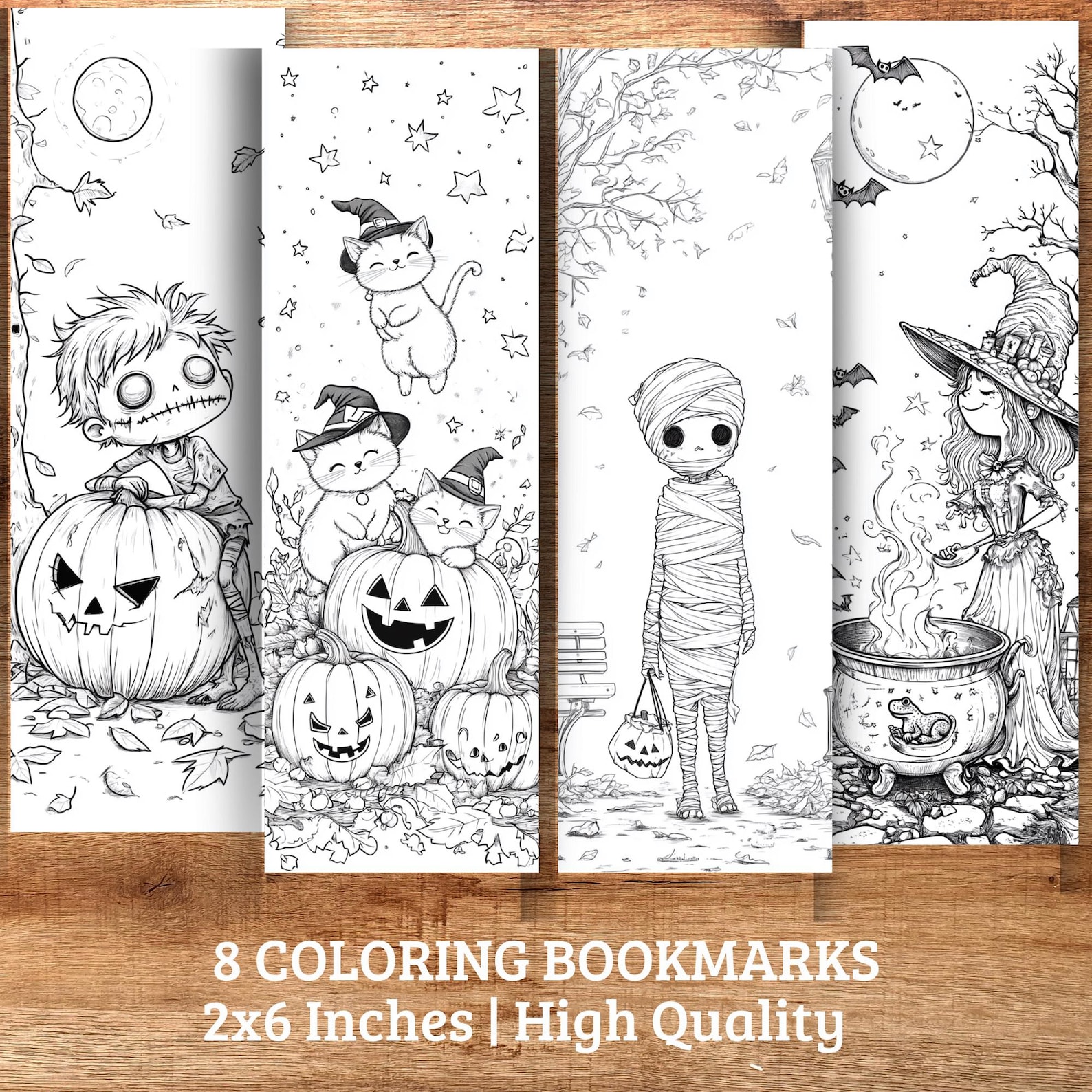 Halloween Coloring Bookmarks: Spooky DIY Party Favors (PDF Download) - Etsy
