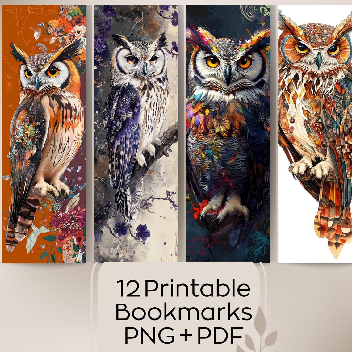 12 Weird Owl Printable Bookmarks, Funny Owl Printable Bookmarks Set ...