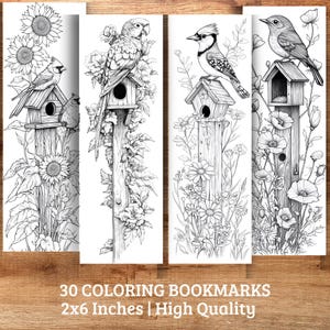 30 Coloring Bird & Flower Bookmarks: Nature-inspired Coloring Pages for ...