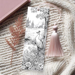 Printable Peacock Coloring Bookmarks | Bird & Floral Bookmarks 2x6 ...