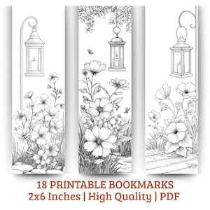 Printable Coloring Bookmarks Floral Lantern Set – 18 Colorable ...