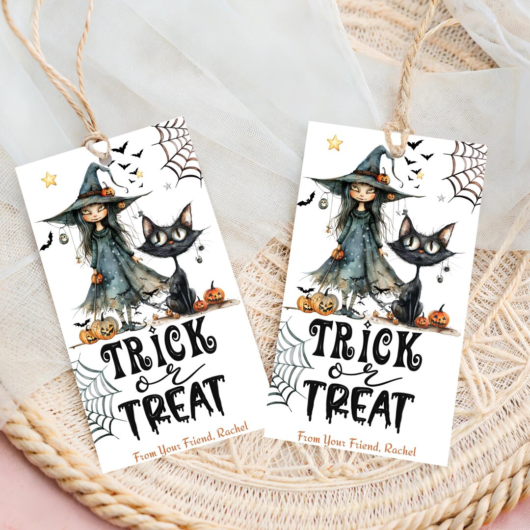 Halloween Trick or Treat Tags: Spooky Party Favor Labels (printable ...