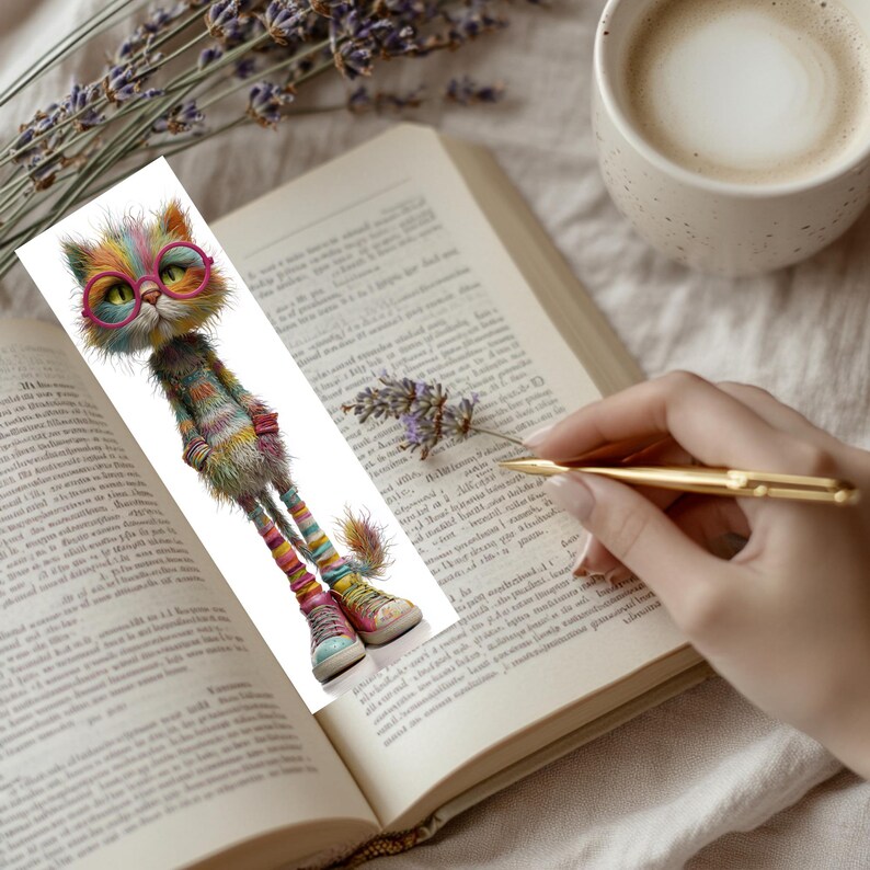 Quirky Cat Bookmarks: Whimsical Illustrated Designs (PDF & PNG) - Etsy