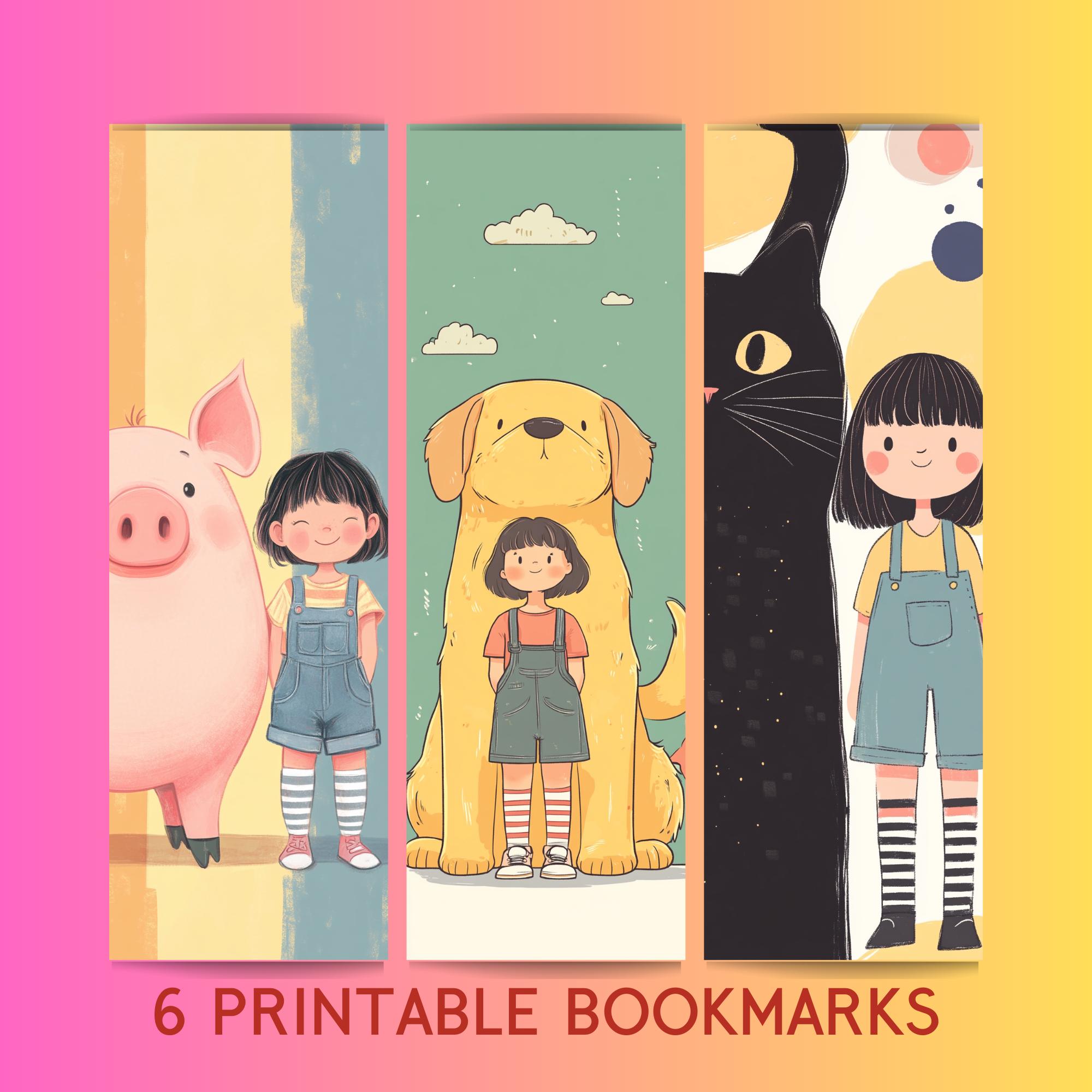 6 Charming Critter Bookmarks, Printable Bookmarks Set, Bookmarks ...