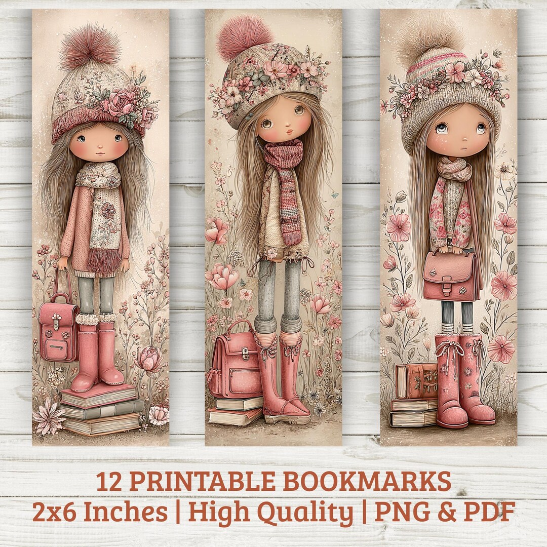 Whimsical Little Girl Printable Bookmarks – 12 Adorable Pastel ...