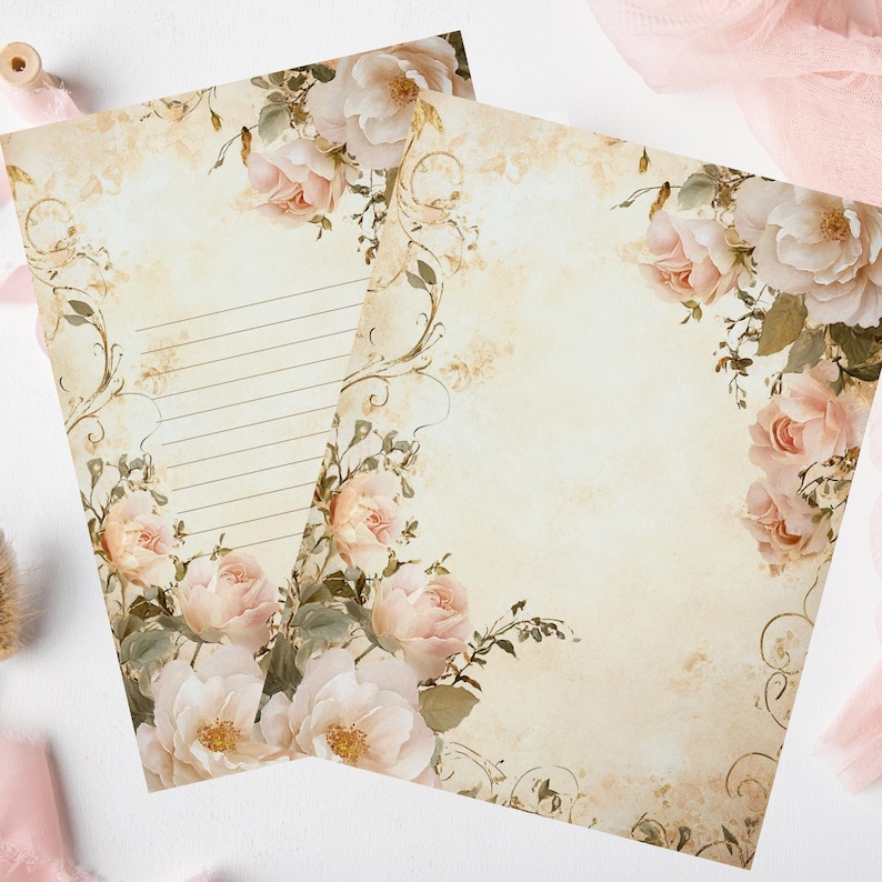 Vintage Floral A4 Stationery Set: Printable Letter Writing Kit With ...