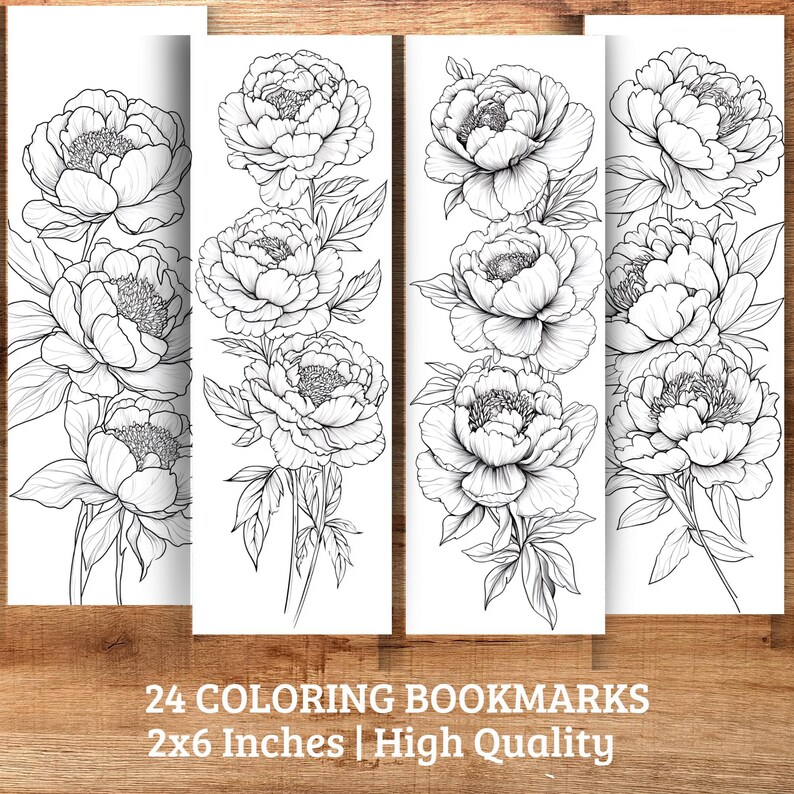Printable Flower Coloring Bookmarks: Elegant Floral Designs (PDF ...